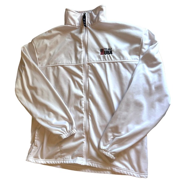 Vintage | Jackets & Coats | Vtg Team Usa Olympic Committee White Zipup ...